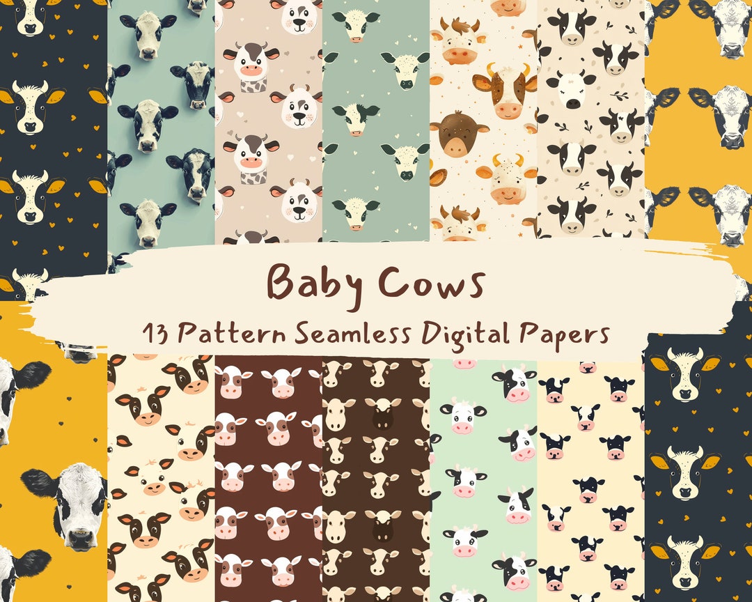 Baby Cows Pattern Seamless Digital Papers - Printable Scrapbook Paper ...