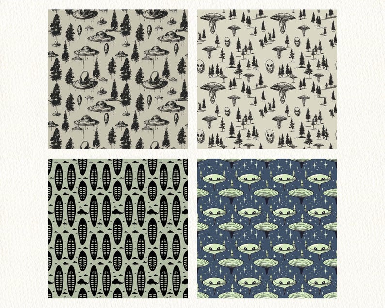 Alien Pattern Seamless Digital Papers - Printable Scrapbook Paper Png ...
