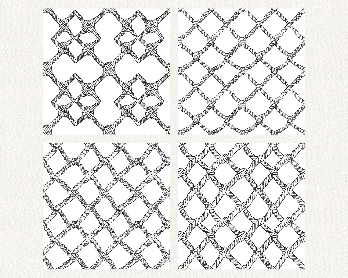 Rope Netting Line Art Pattern Seamless Digital Papers - Printable ...