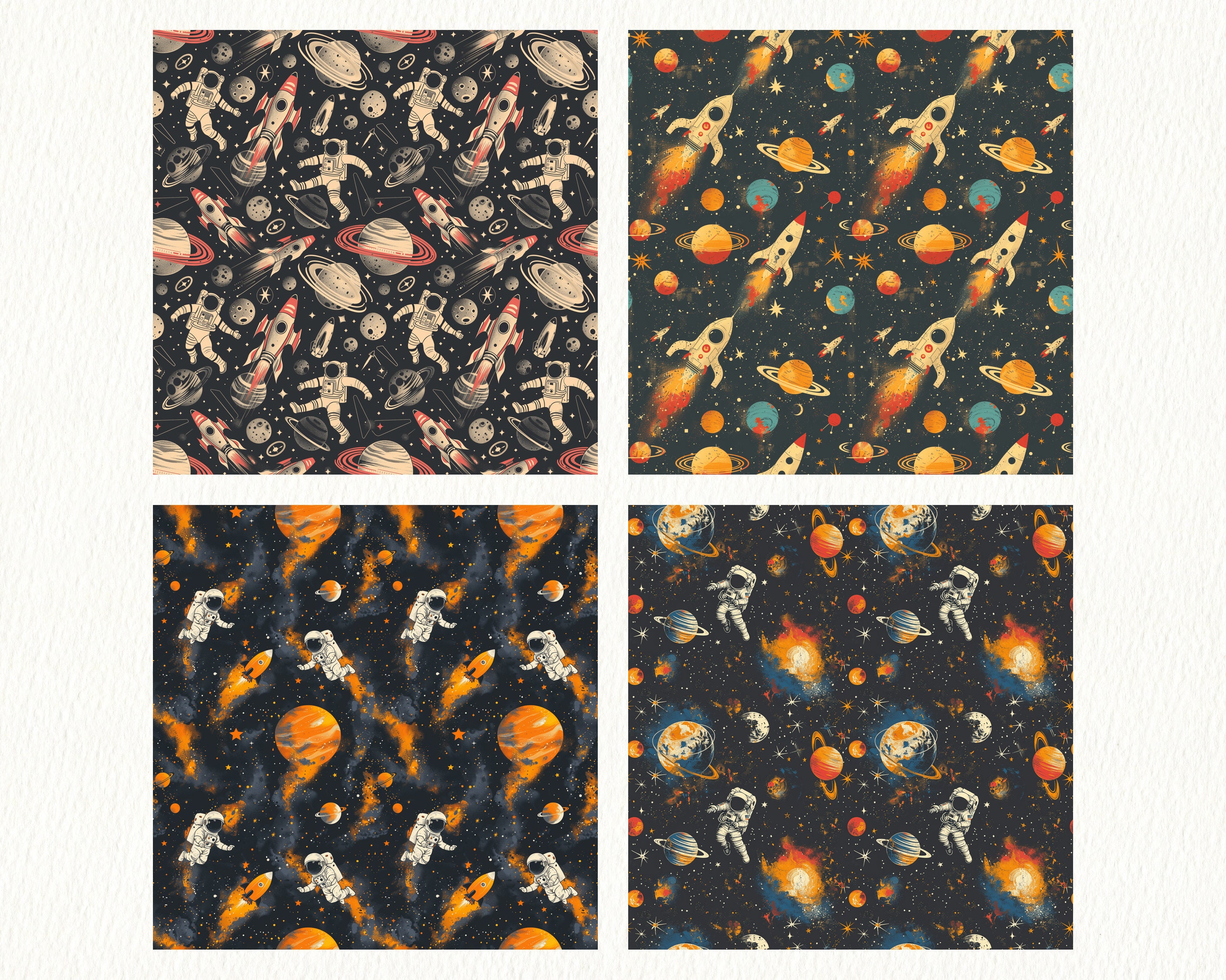 Astronauts Pattern Seamless Digital Papers - Printable Scrapbook Paper ...
