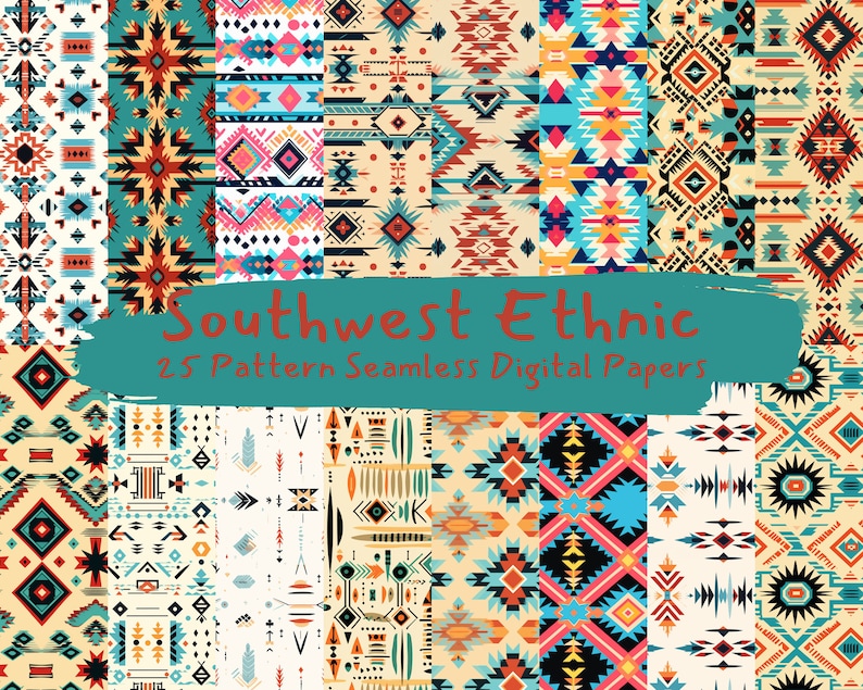 Southwest Ethnic Pattern Seamless Digital Papers Tile Patterns ...