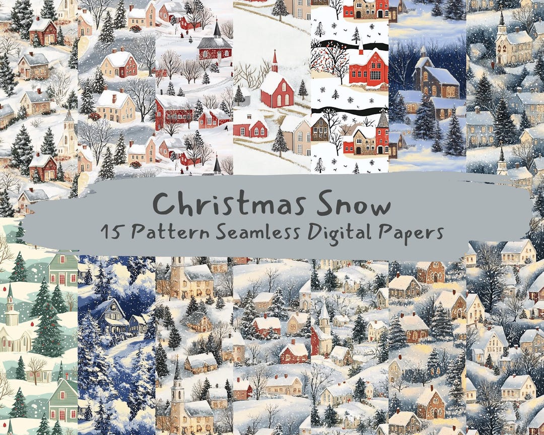 Christmas Snow Pattern Seamless Digital Papers - Printable Scrapbook ...