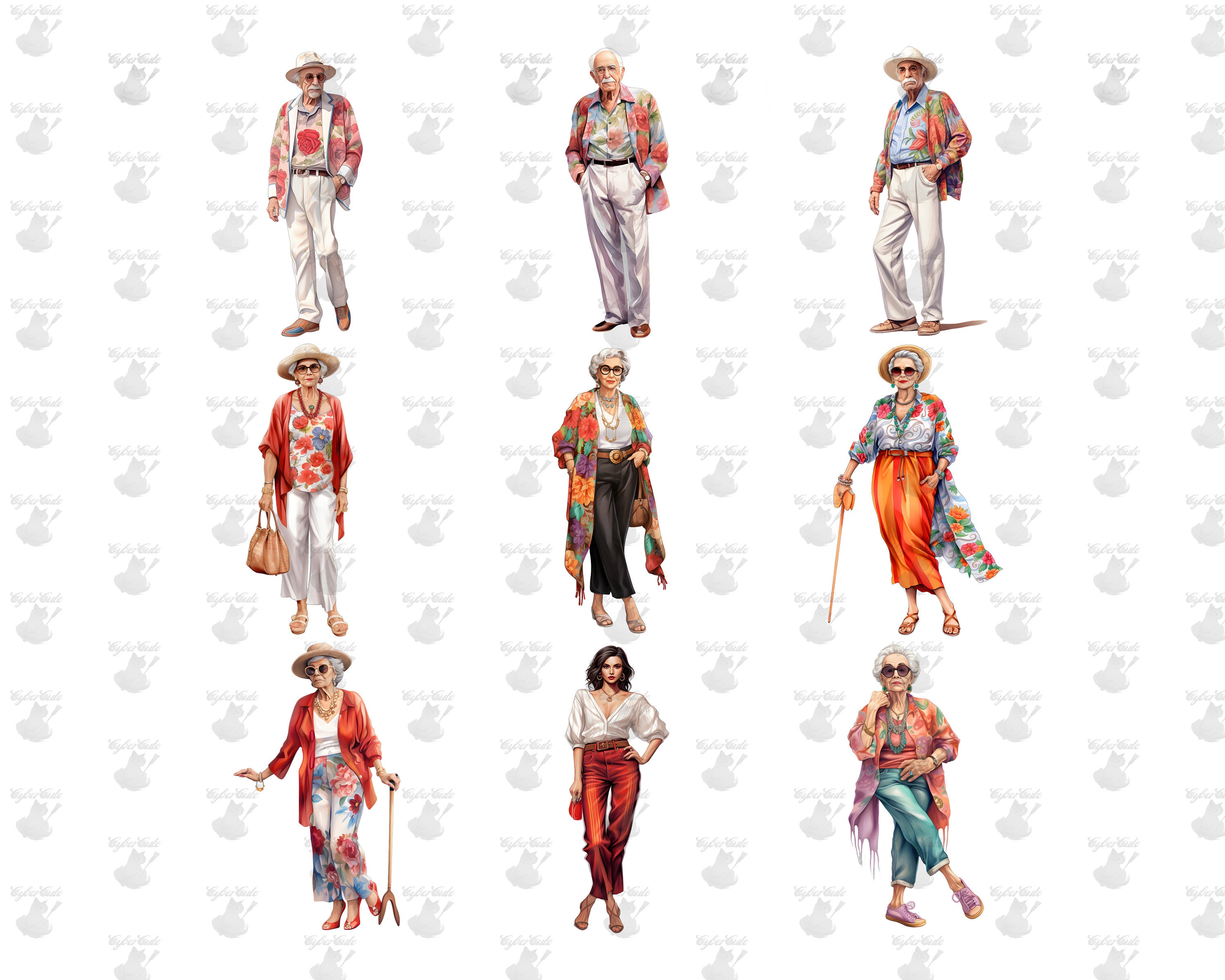 Spanish Fashion People Digital Clipart Bundle in PNG Format Transparent ...