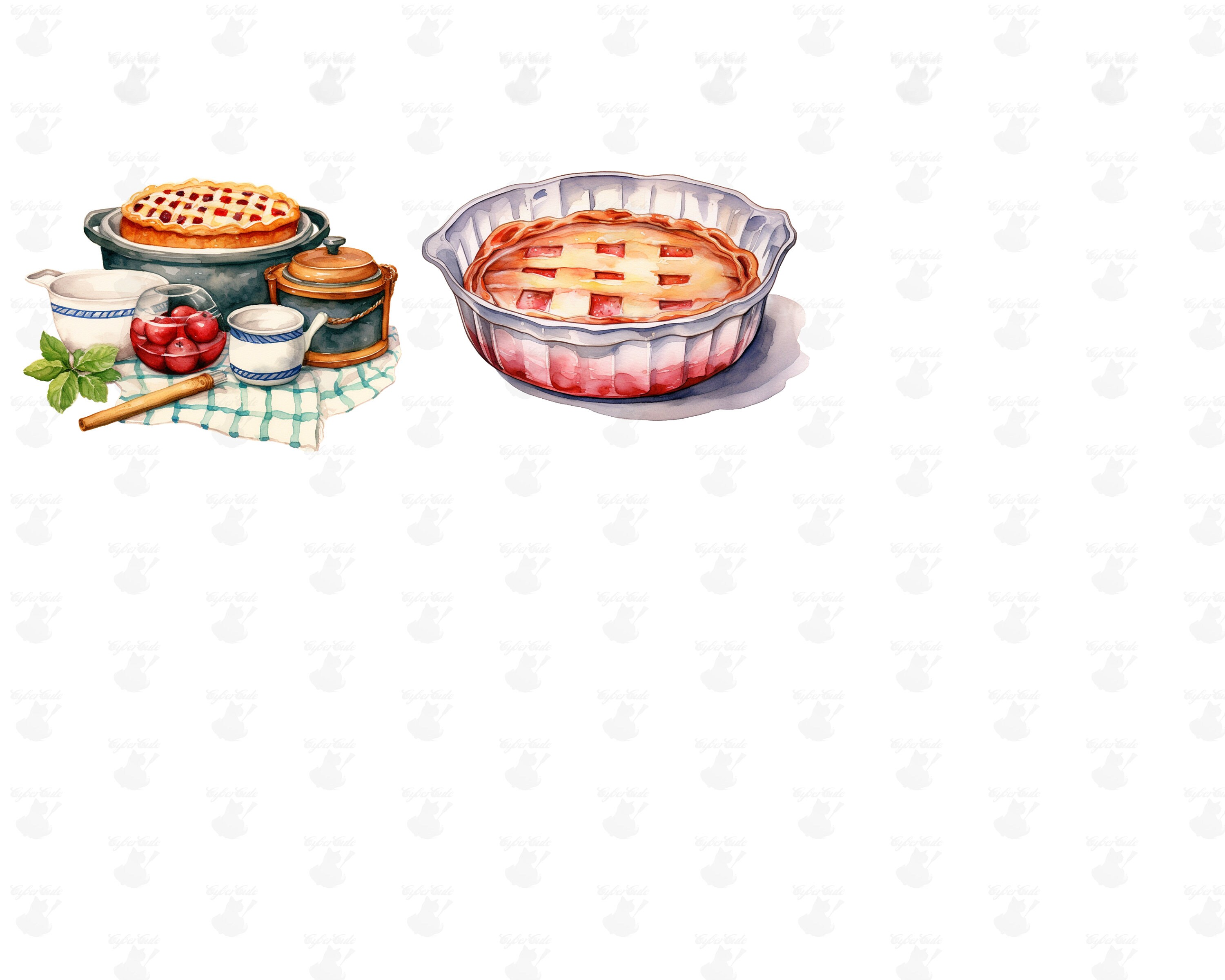 Watercolor Bakeware Digital Printable Clip Art Graphics in - Etsy