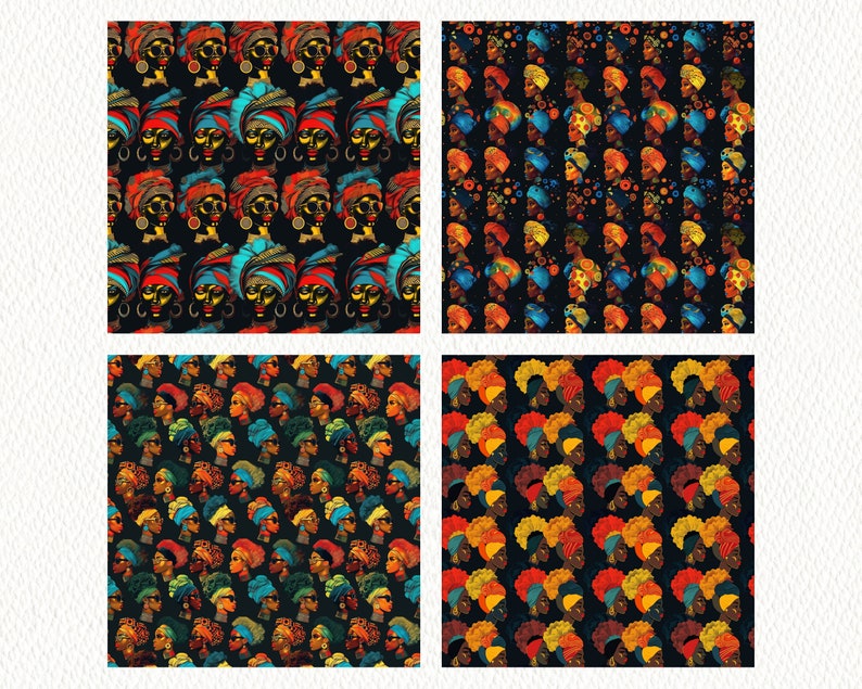 Afrochic BHM Pattern Seamless Digital Papers - Printable Scrapbook ...