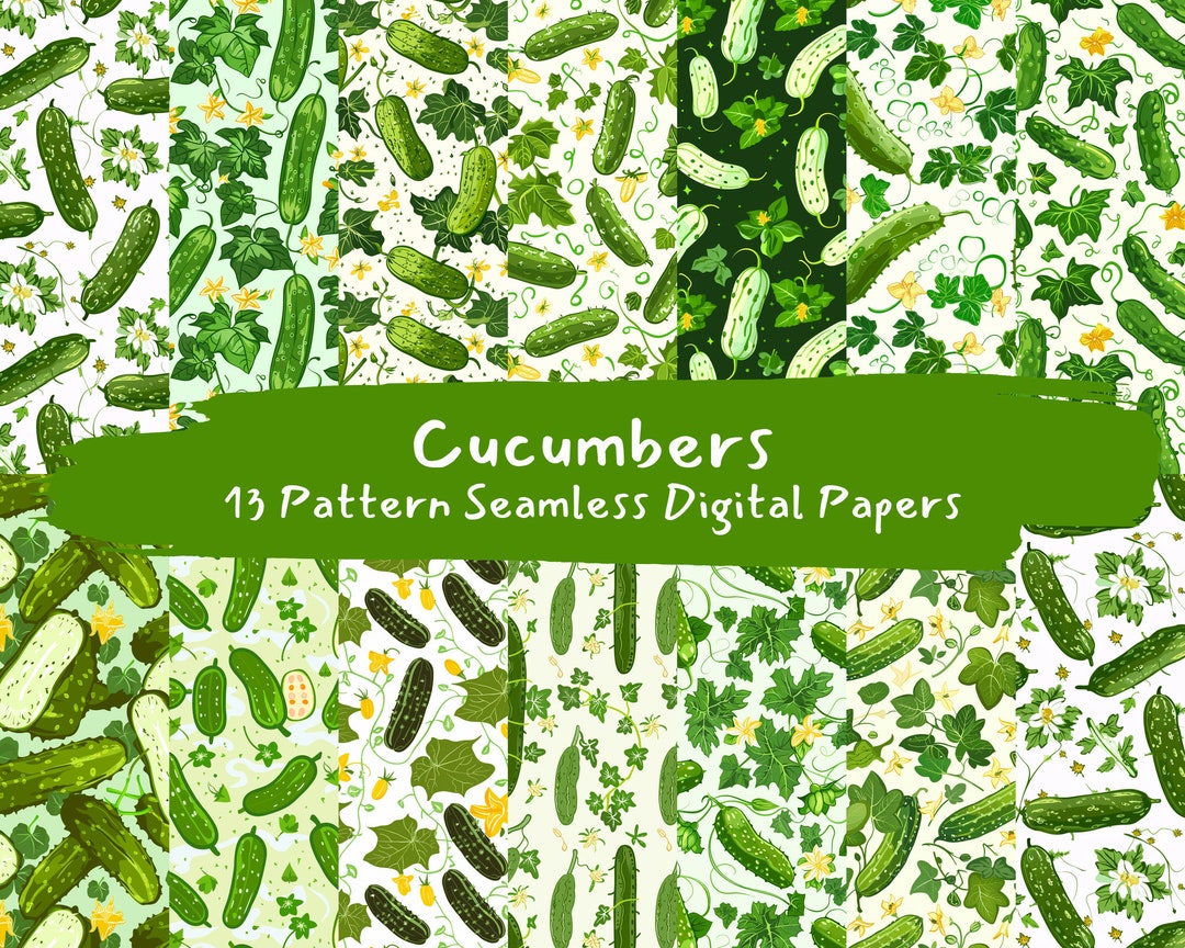 Cucumbers Pattern Seamless Digital Papers - Printable Scrapbook Paper ...