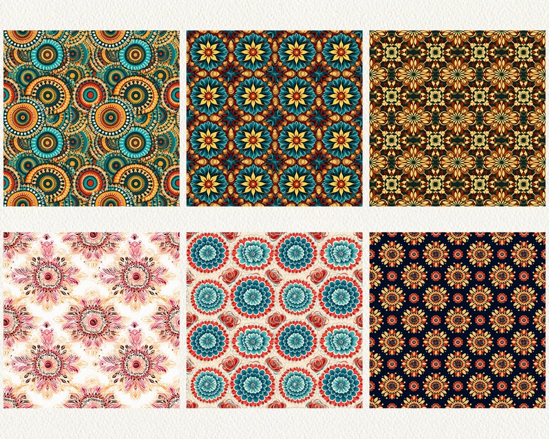 Mandala Pattern Seamless Digital Papers Tile Patterns - Etsy