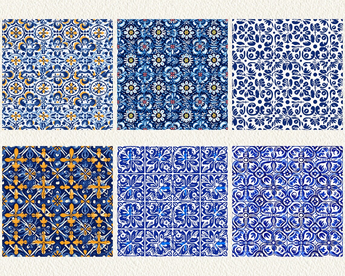 Mexican Talavera Pattern Seamless Digital Papers Tile Patterns ...