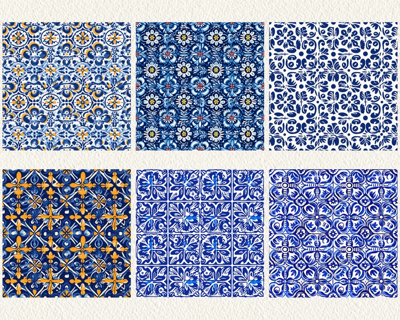 Mexican Talavera Pattern Seamless Digital Papers - Tile Patterns ...