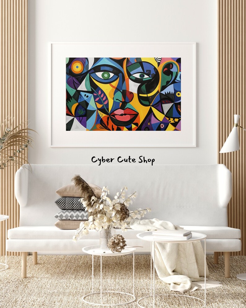 Cubist Angel Face Painting Bold Printable Wall Art, Instant Download ...