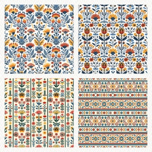 Dark Scandinavian Floral Pattern Seamless Digital Papers - Printable ...