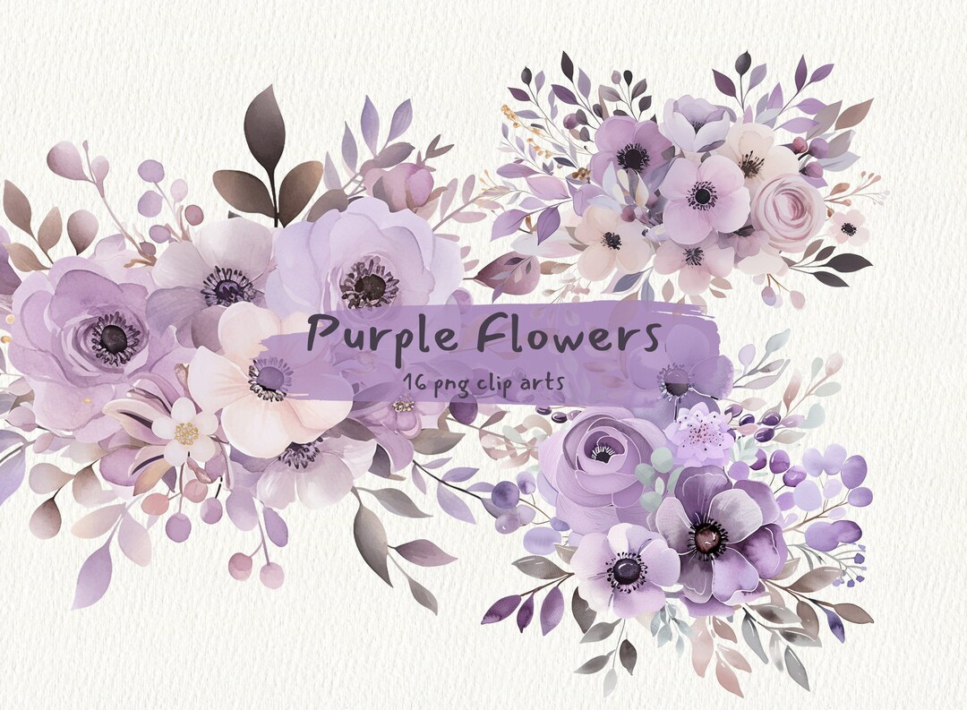 Purple Flowers Printable Clipart, Png Format, Transparent Background ...