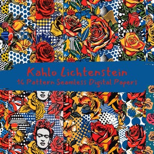 Kahlo Lichtenstein Pattern Seamless Digital Papers - Printable ...