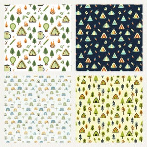 Camping Pattern Seamless Digital Papers - Printable Scrapbook Paper Png ...