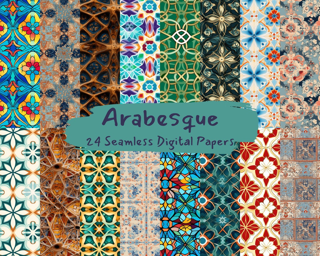 Arabesque Pattern Seamless Digital Papers - Tile Patterns Printable ...