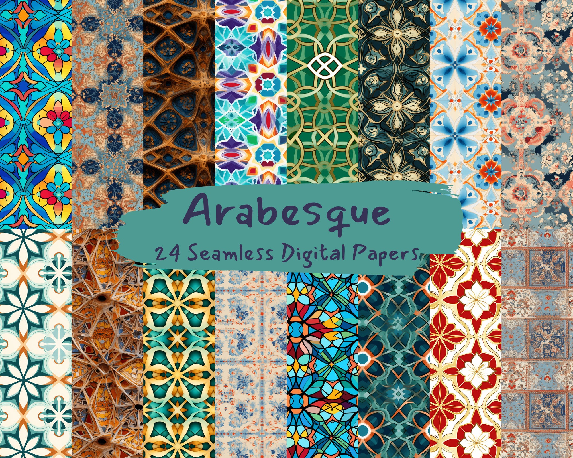 Arabesque Pattern Seamless Digital Papers Tile Patterns Printable ...