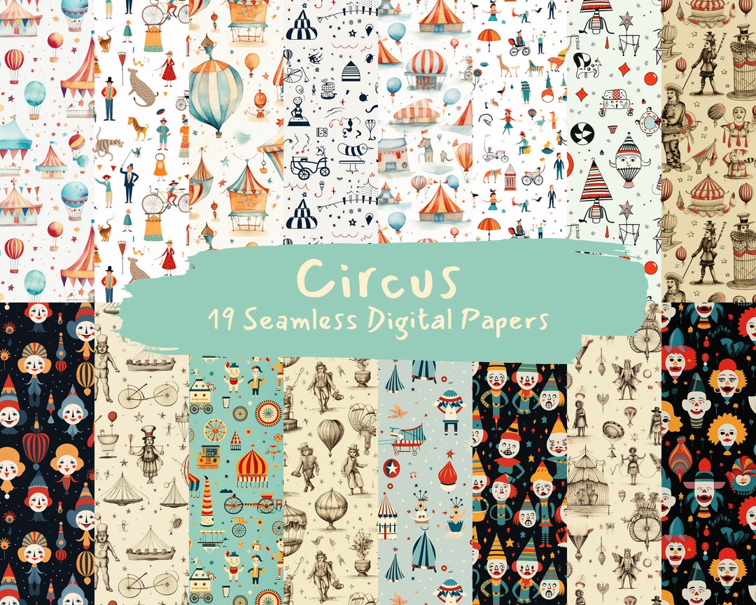 Circus Pattern Seamless Digital Papers - Tile Patterns Printable ...
