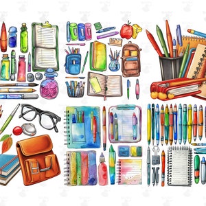 School Supplies Printable Clipart, Png Format, Transparent Background ...