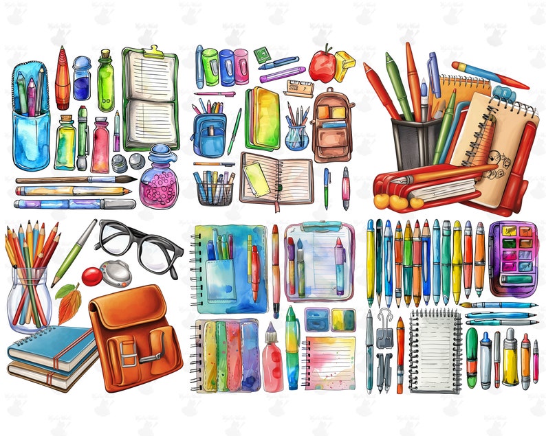 School Supplies Printable Clipart, Png Format, Transparent Background ...