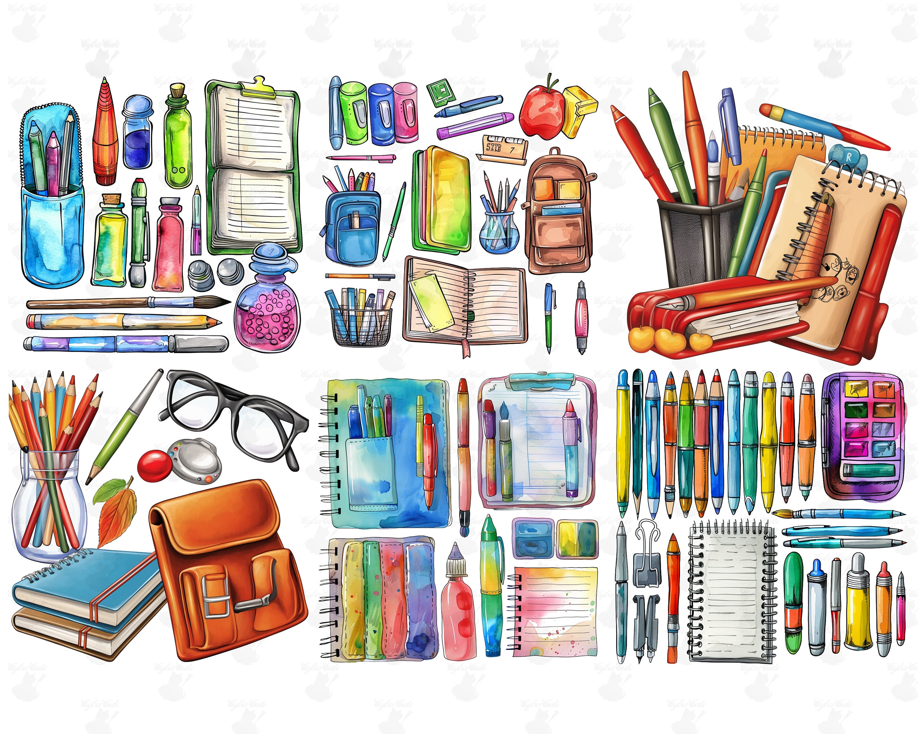 School Supplies Printable Clipart, Png Format, Transparent Background ...