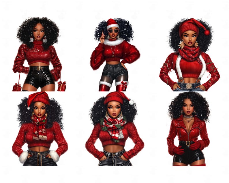 Black Girl Christmas Printable Clipart, Png Format, Transparent ...