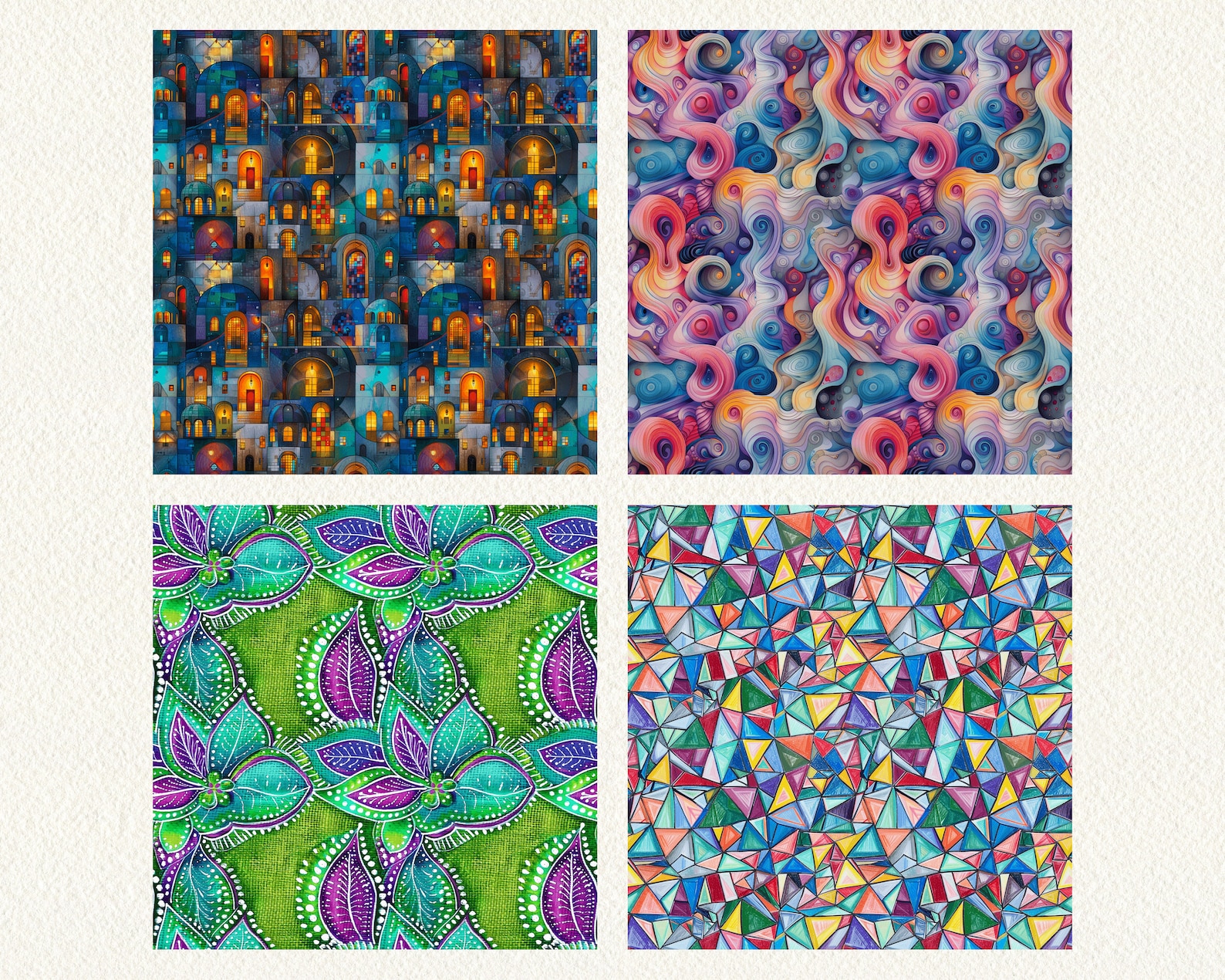 Jewel Toned Zentangle Pattern Seamless Digital Papers - Printable ...