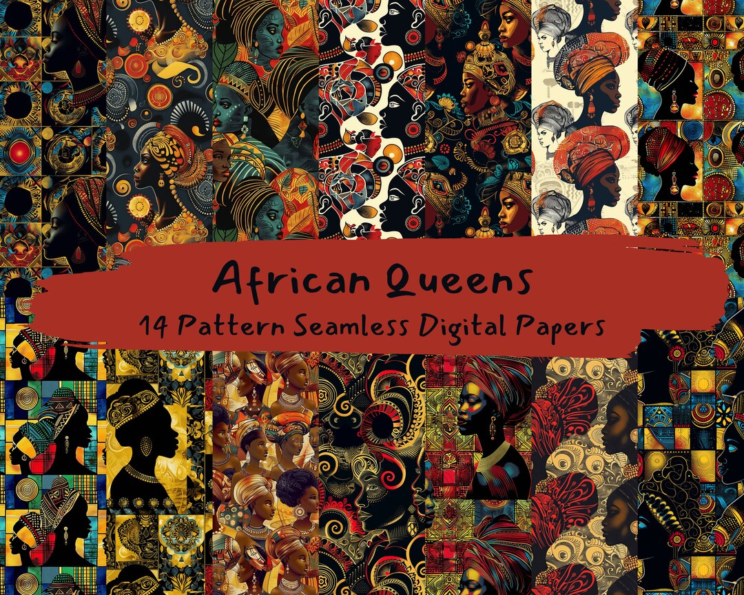 African Queens Pattern Seamless Digital Papers - Printable Scrapbook ...