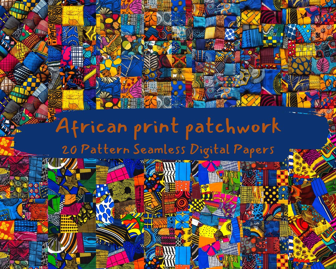 African Print Patchwork Pattern Seamless Digital Papers - Printable ...
