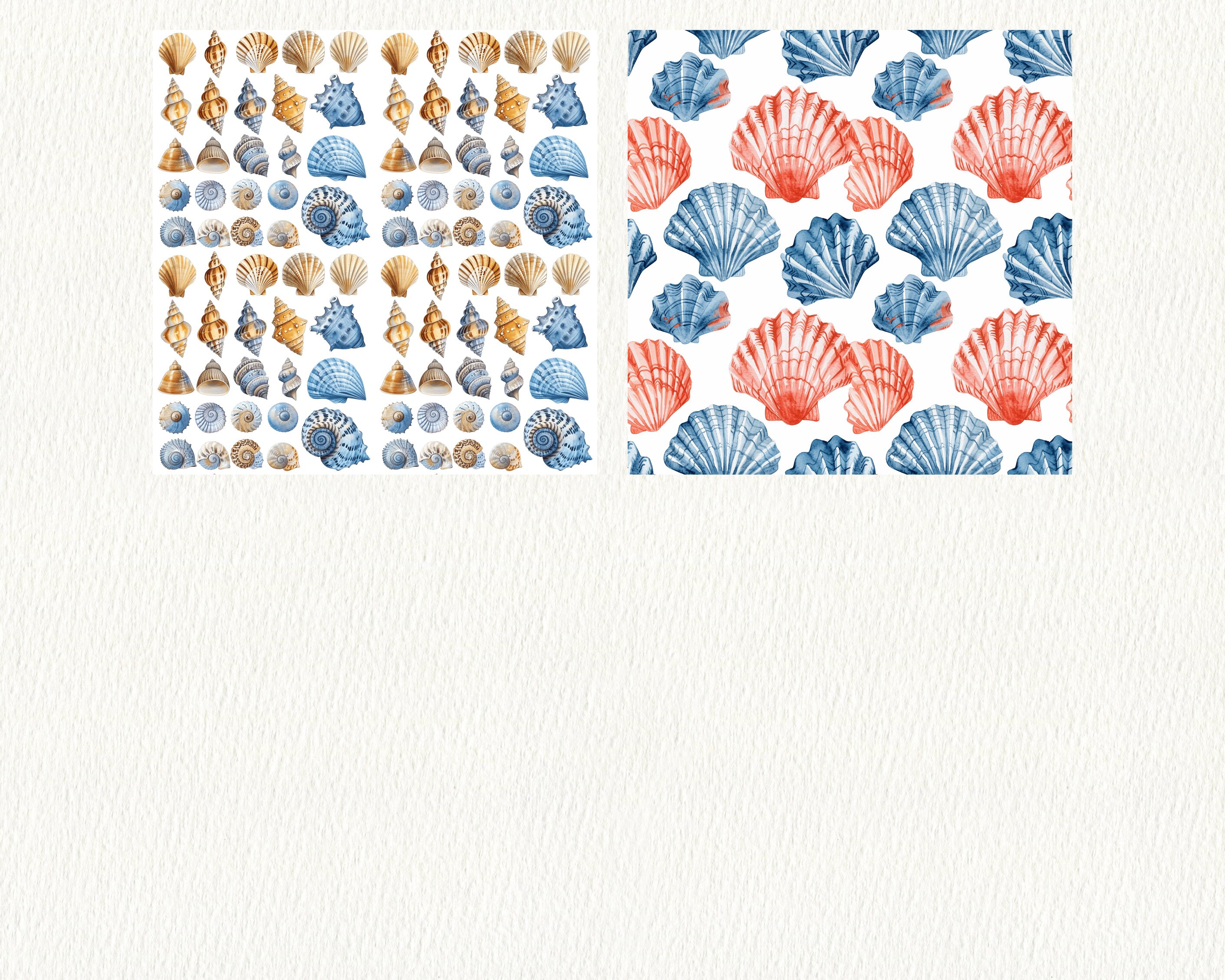 Sea Shell Pattern Seamless Digital Papers - Printable Scrapbook Paper ...