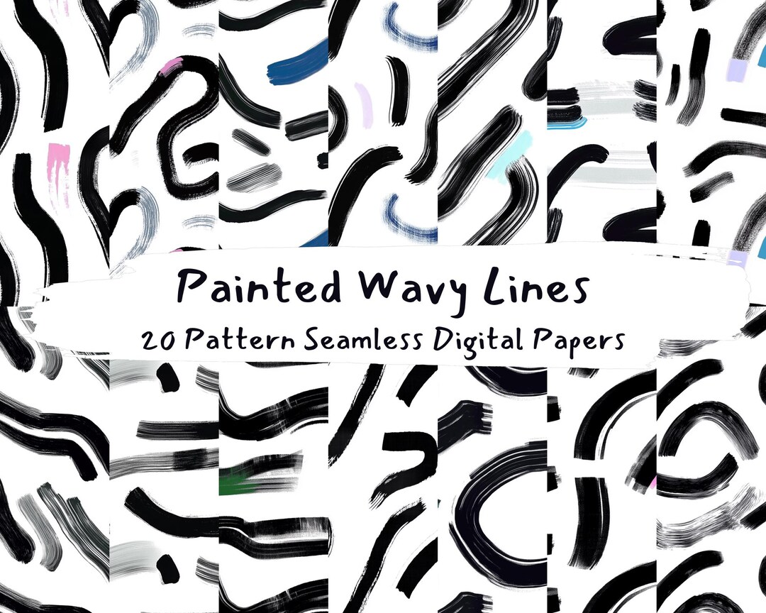 Painted Wavy Lines Pattern Seamless Digital Papers - Printable ...