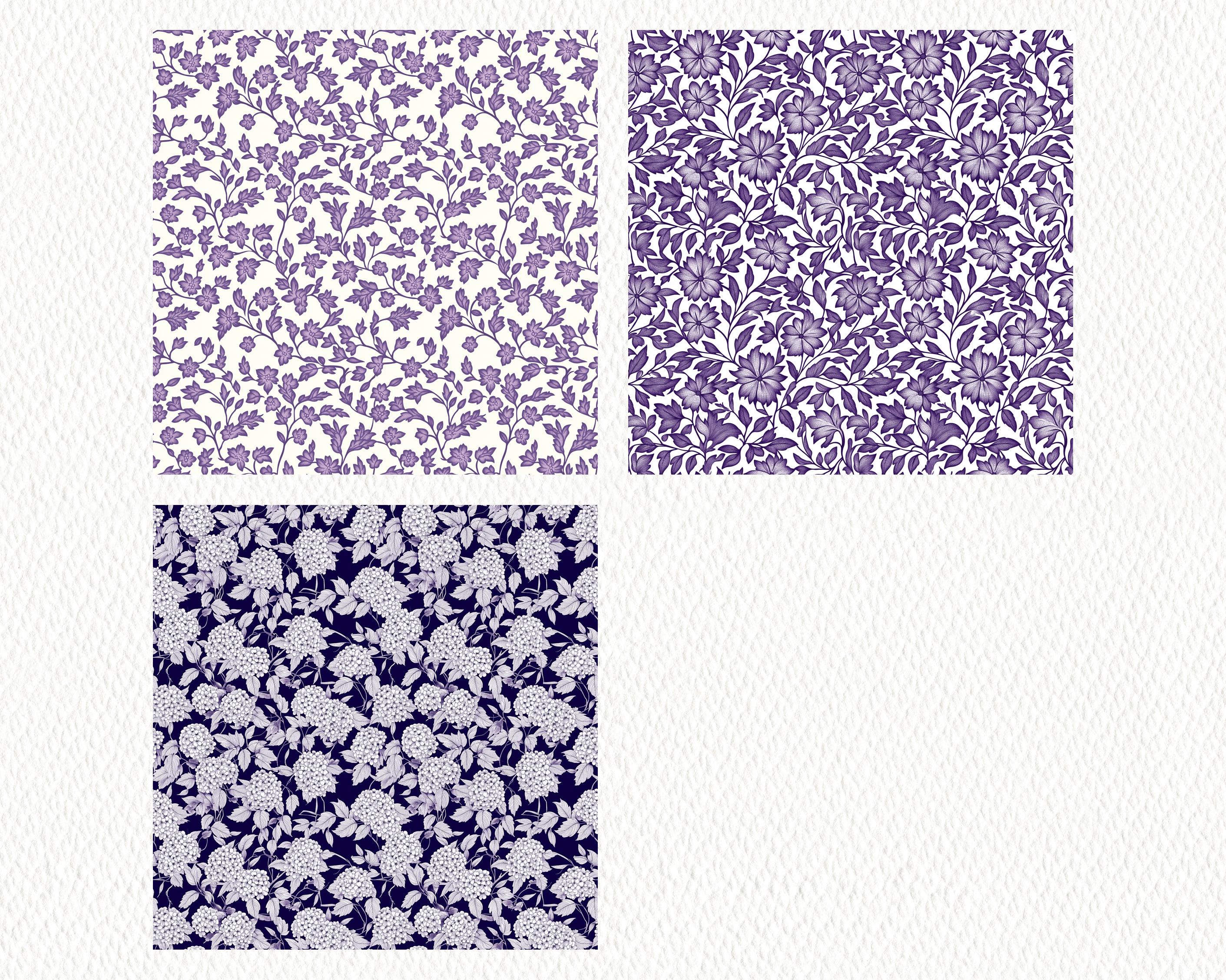 Purple Floral Morris Pattern Seamless Digital Papers - Printable ...