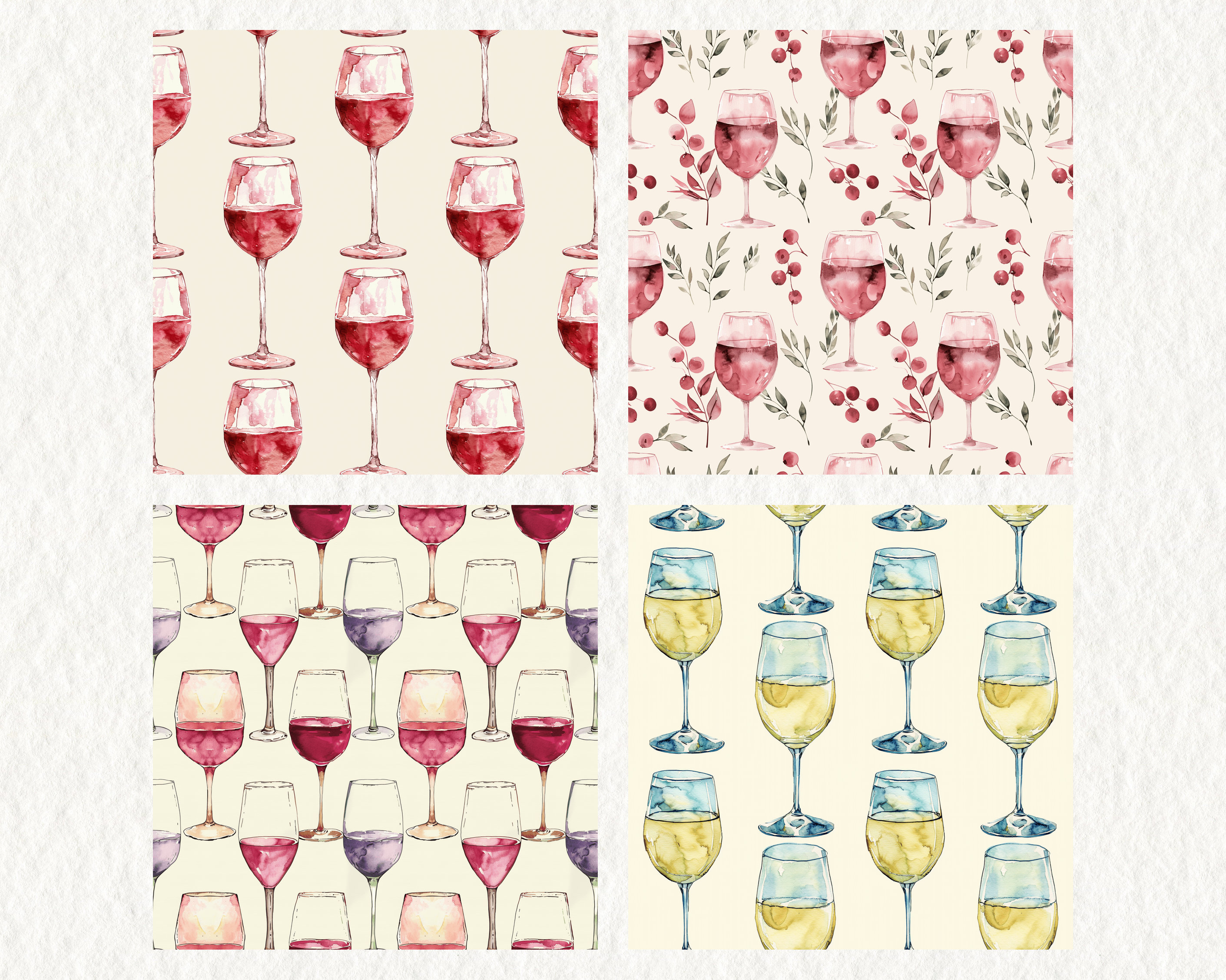 Wine Glass Pattern Seamless Digital Papers Printable Scrapbook Paper ...
