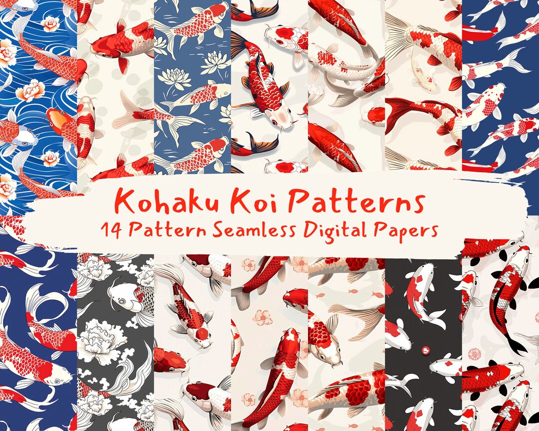 Kohaku Koi Patterns Pattern Seamless Digital Papers - Printable ...
