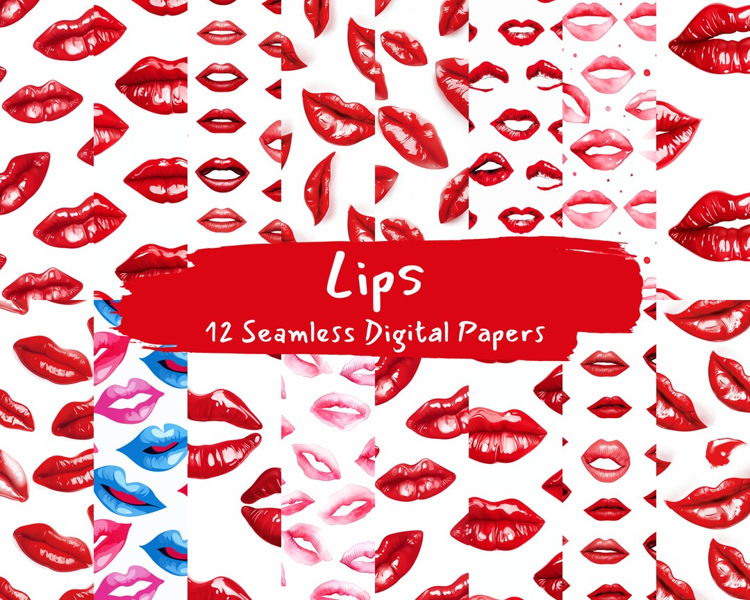 Lips Pattern Seamless Digital Papers - Tile Patterns Printable ...