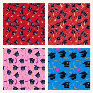 Colorful Graduation Caps Pattern Seamless Digital Papers - Printable ...