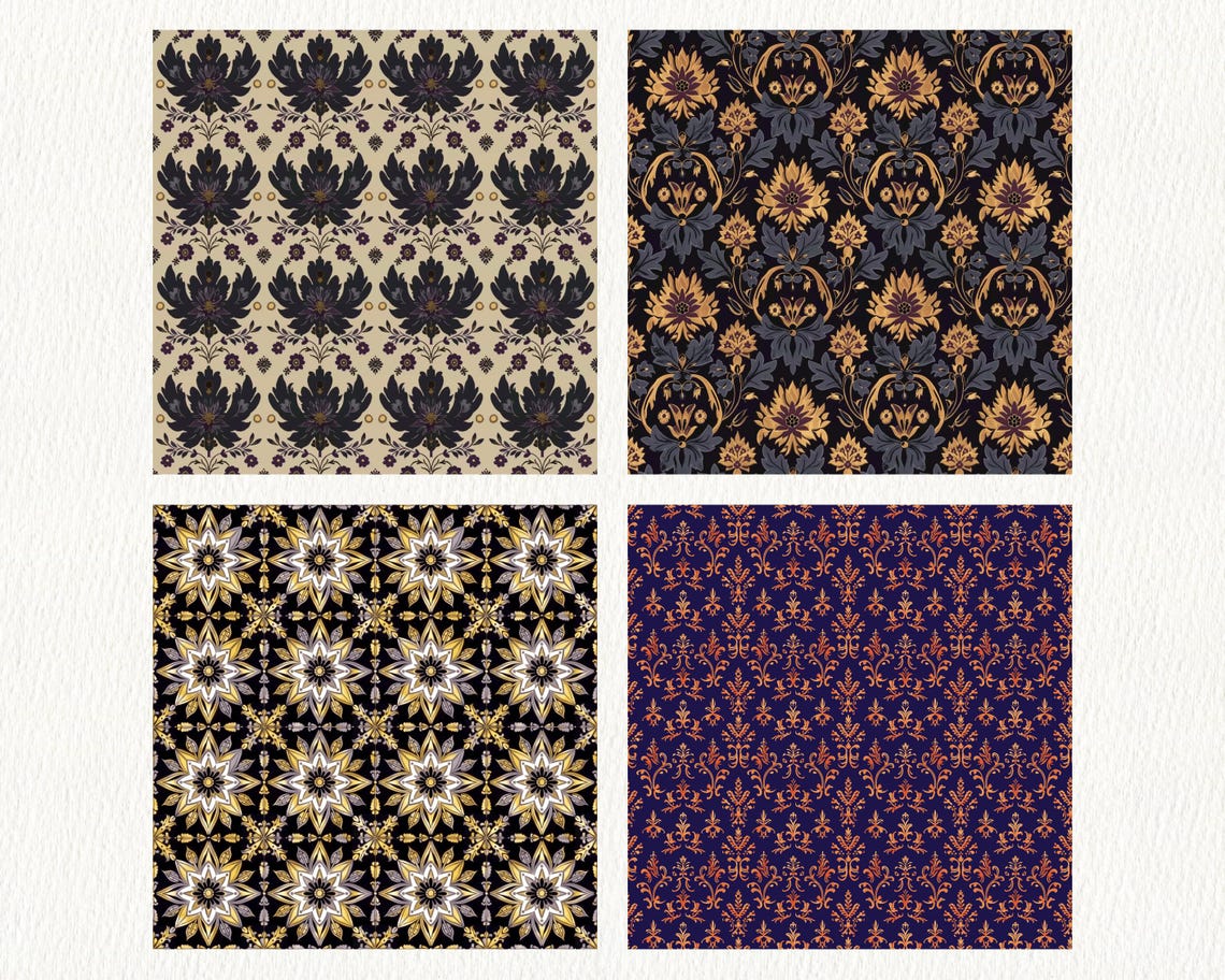 Renaissance Ornament Pattern Seamless Digital Papers - Printable ...