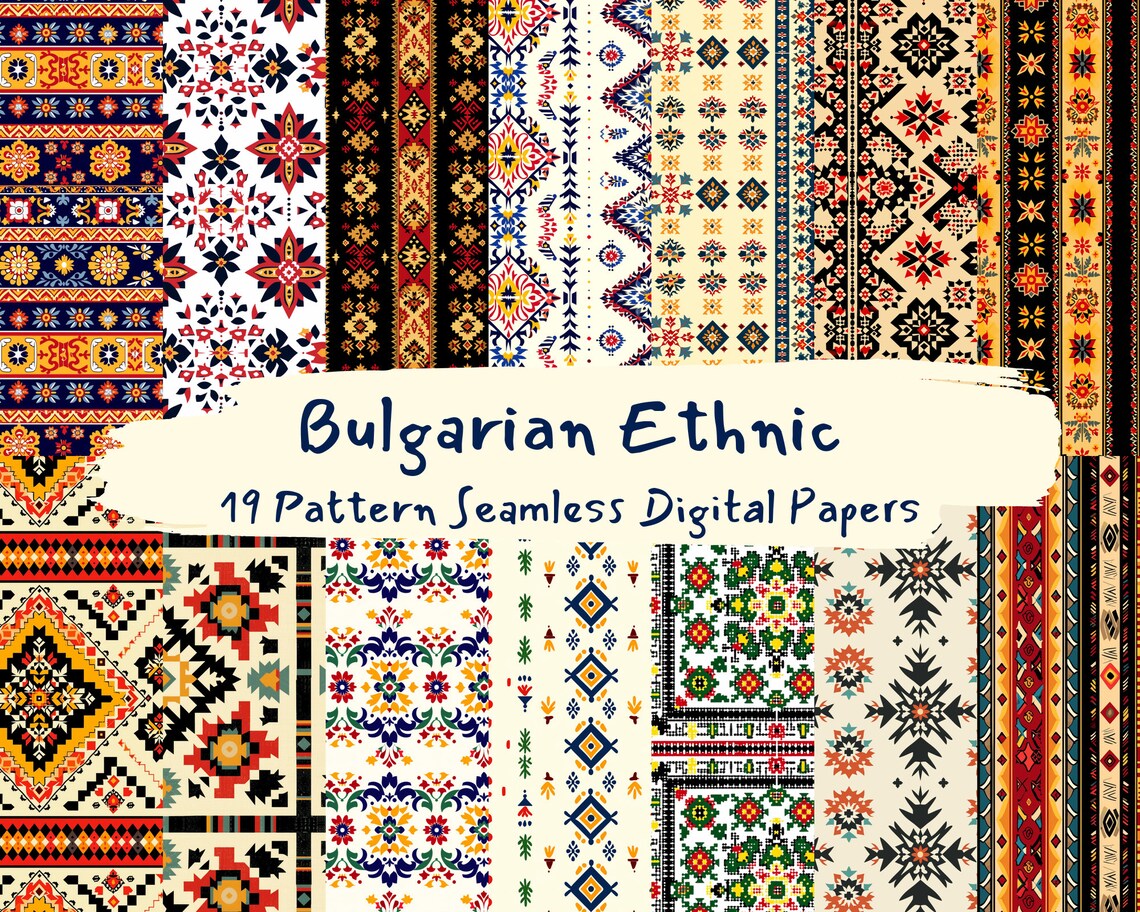 Bulgarian Ethnic Pattern Seamless Digital Papers - Printable Scrapbook ...