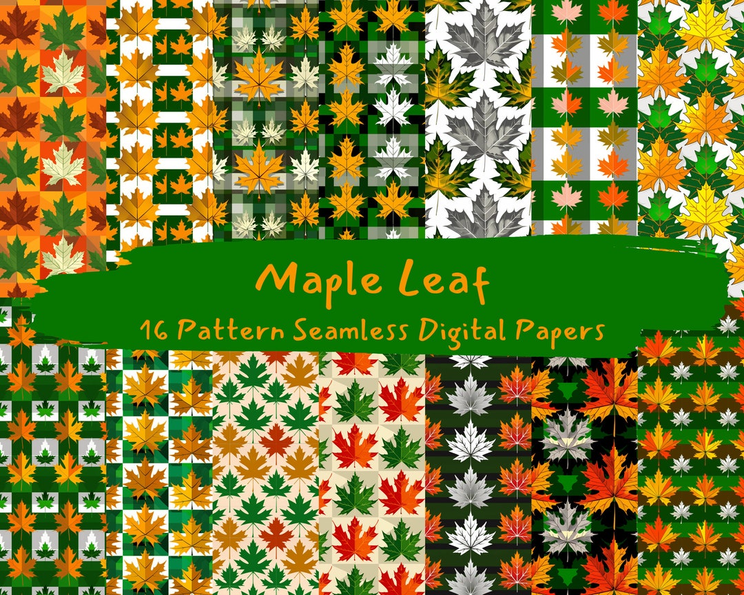 Maple Leaf Pattern Seamless Digital Papers - Printable Scrapbook Paper ...