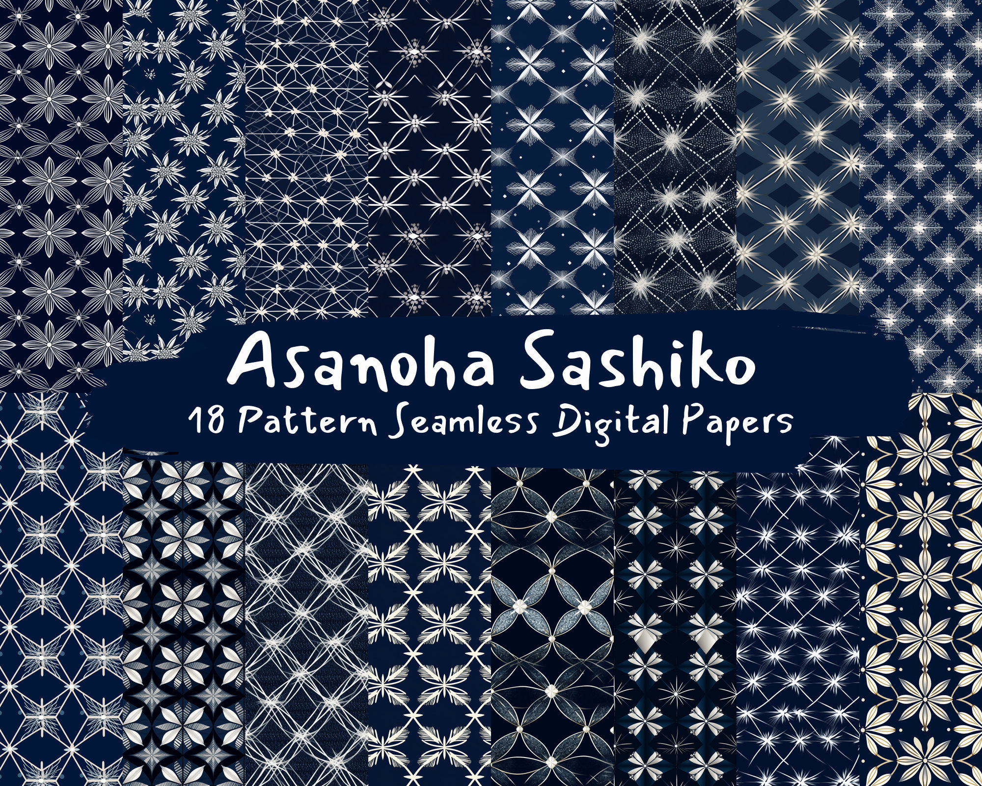 Asanoha Sashiko Pattern Seamless Digital Papers Tile Patterns Printable Scrapbook Paper Instant ...
