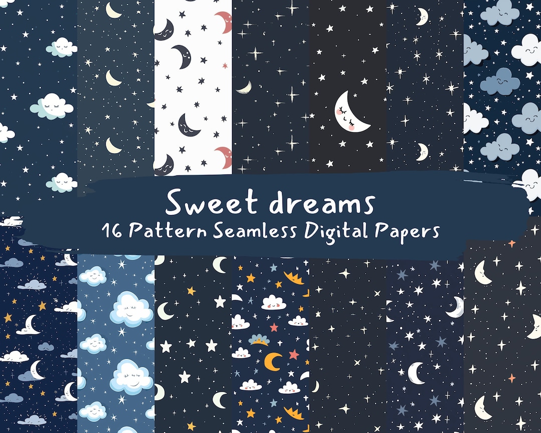 Sweet Dreams Pattern Seamless Digital Papers - Printable Scrapbook ...
