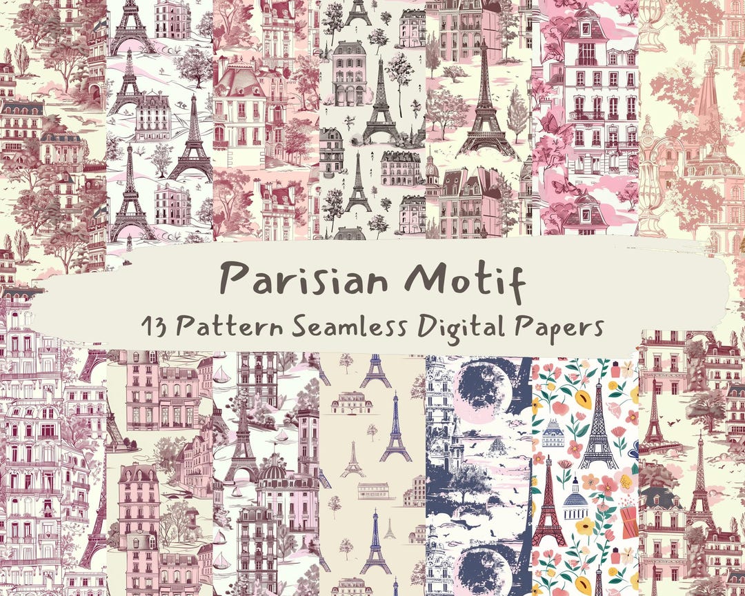 Parisian Motif Pattern Seamless Digital Papers - Printable Scrapbook ...