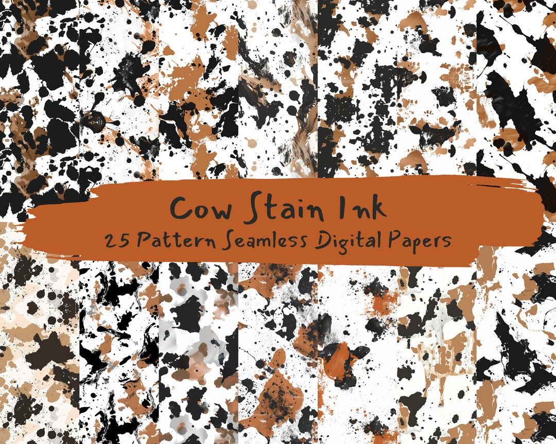 Cow Stain Ink Pattern Seamless Digital Papers - Printable Scrapbook ...