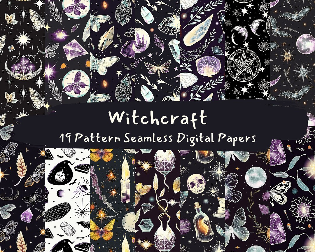 Witchcraft Pattern Seamless Digital Papers - Printable Scrapbook Paper ...