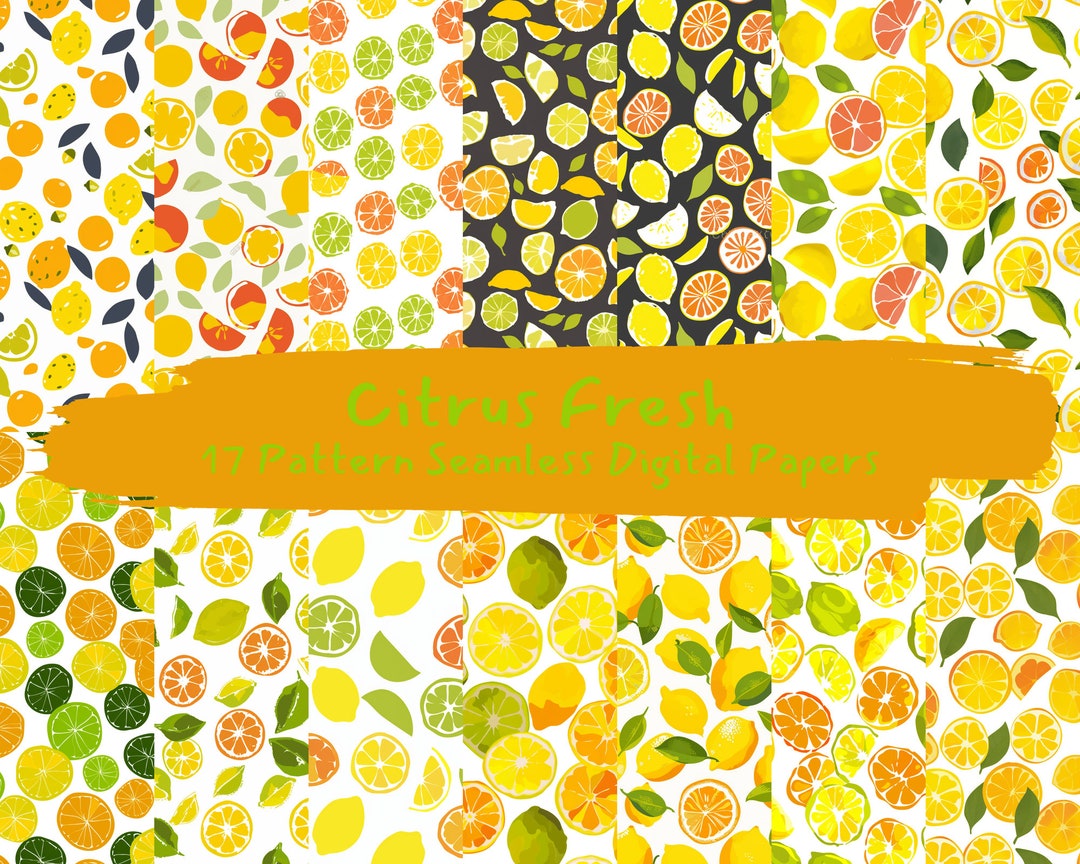 Citrus Fresh Pattern Seamless Digital Papers - Printable Scrapbook ...