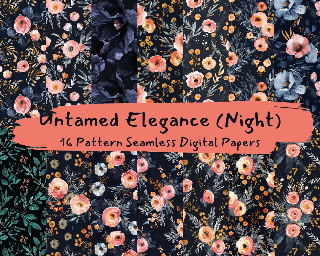 Untamed Elegance (night) Pattern Seamless Digital Papers - Printable ...
