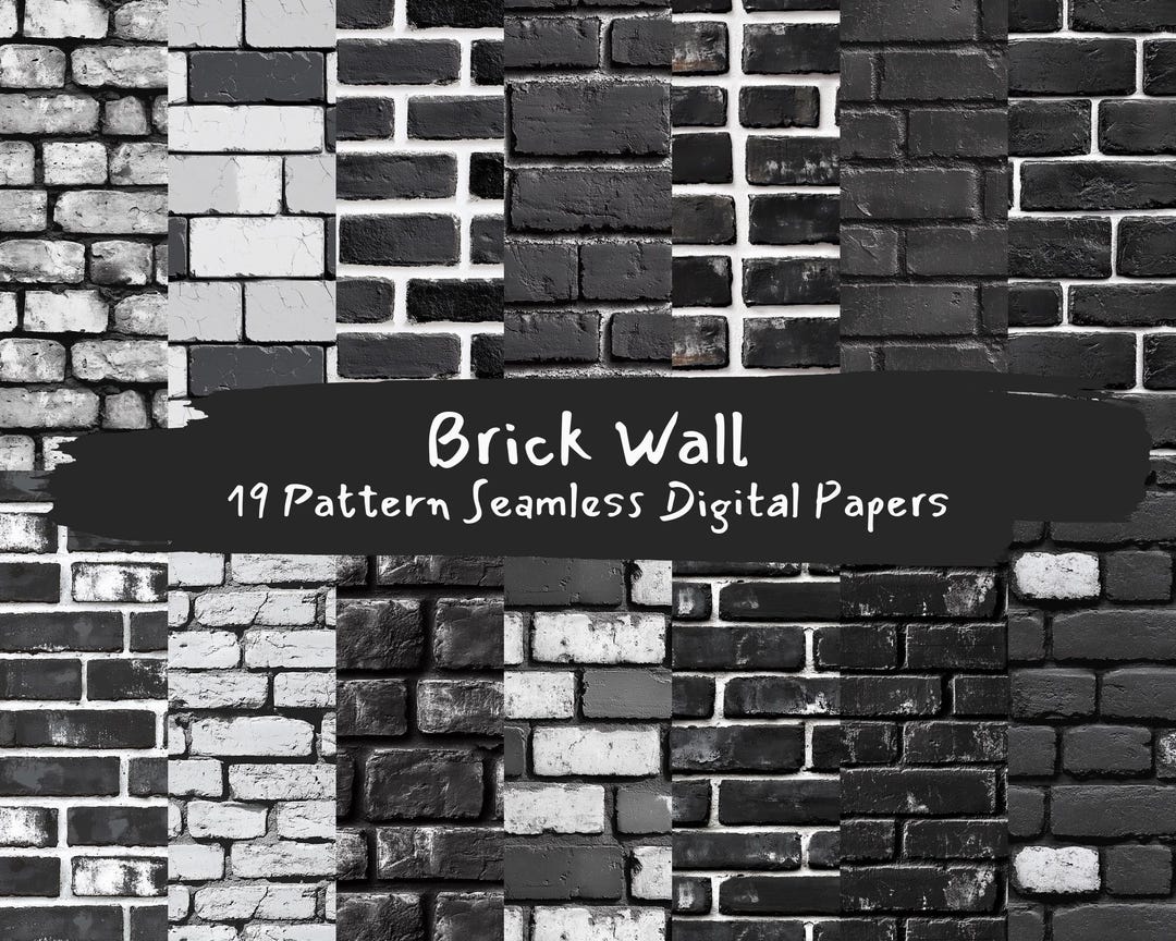 Brick Wall Pattern Seamless Digital Papers - Printable Scrapbook Paper ...