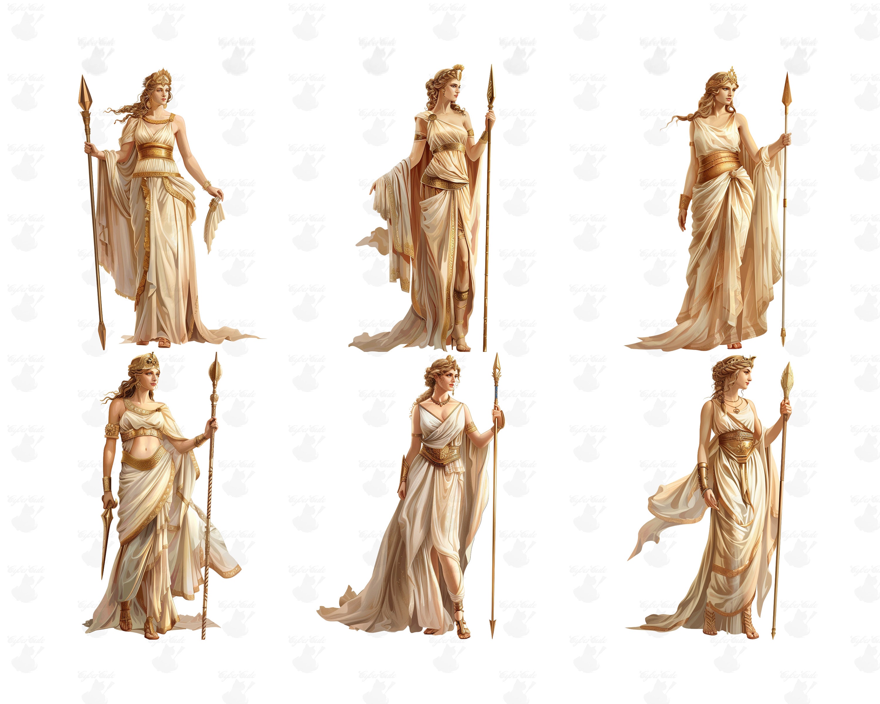 Greek Queen Digital Printable Clipart Bundle in PNG Format Transparent ...