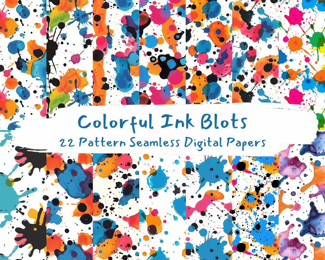 Colorful Ink Blots Pattern Seamless Digital Papers Printable Scrapbook ...