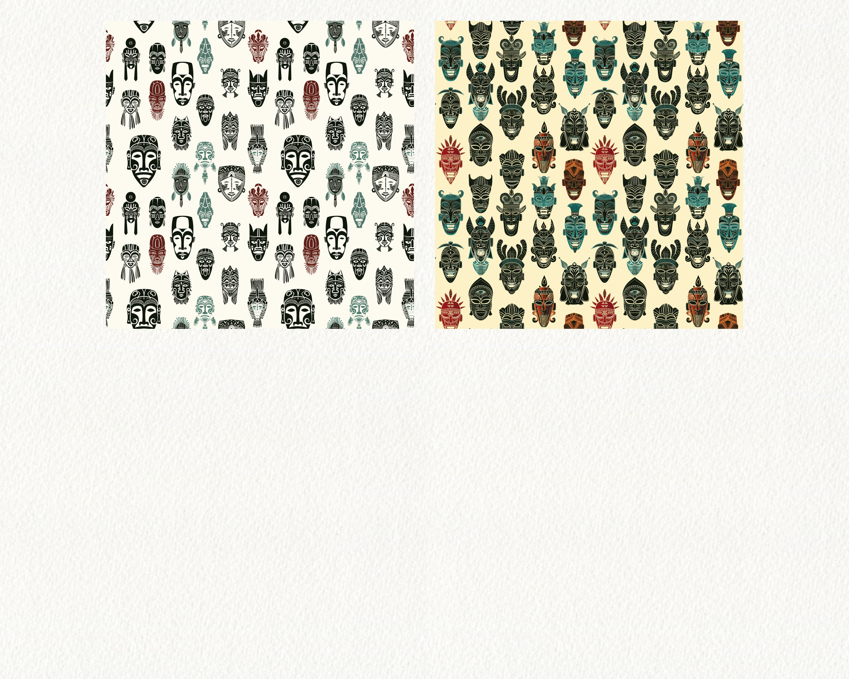 Tribal Mask Pattern Seamless Digital Papers - Printable Scrapbook Paper ...
