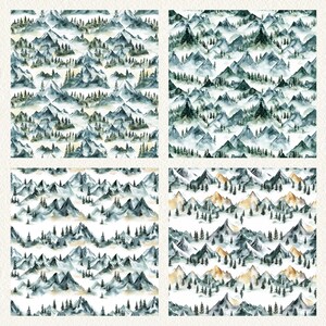 Mountain Landscape Pattern Seamless Digital Papers - Printable ...